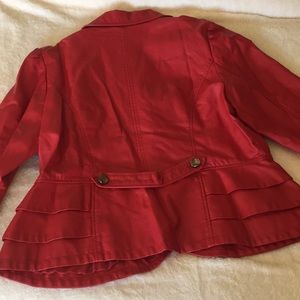 Montanaco | Jackets & Coats | Red Jacket With Ruffle Sides | Poshmark